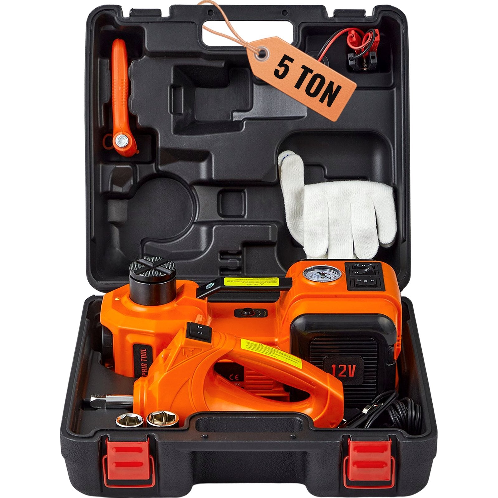 VEVOR Elektriskais Hidrauliskais Auto Domkrats 5 Tonnu 12V ar Triecien